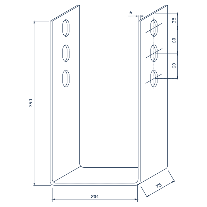 200 Wide U Bracket – 6 Holes - APG Group - High Volume Manufacturing ...