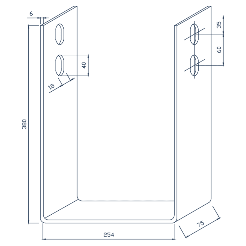 250 Wide U Bracket – 4 Holes - APG Group - High Volume Manufacturing ...